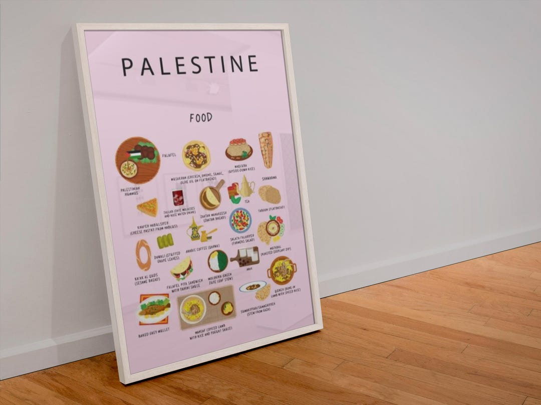 Palestinian Food Poster Pink | Kitchen Wall Art | Maqluba, Musakhan ...