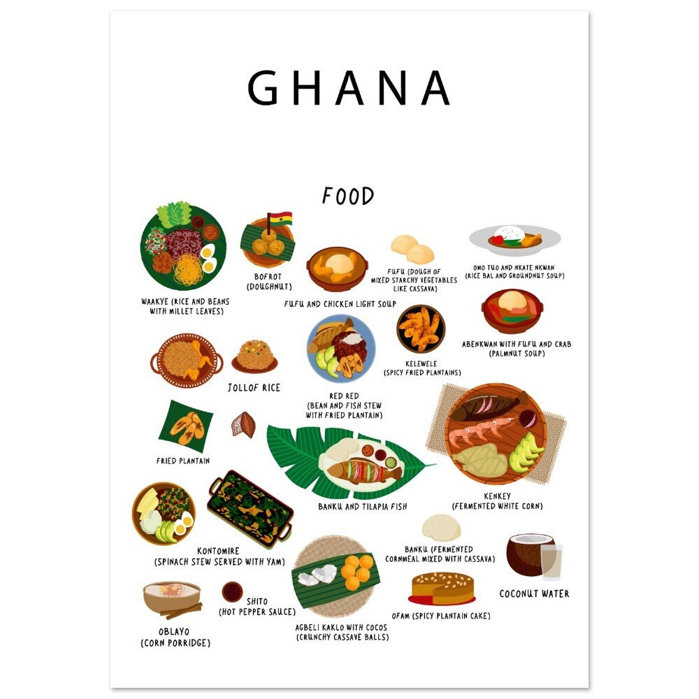 Poster of Ghana Food White Wall Decor Cuisine - Etsy