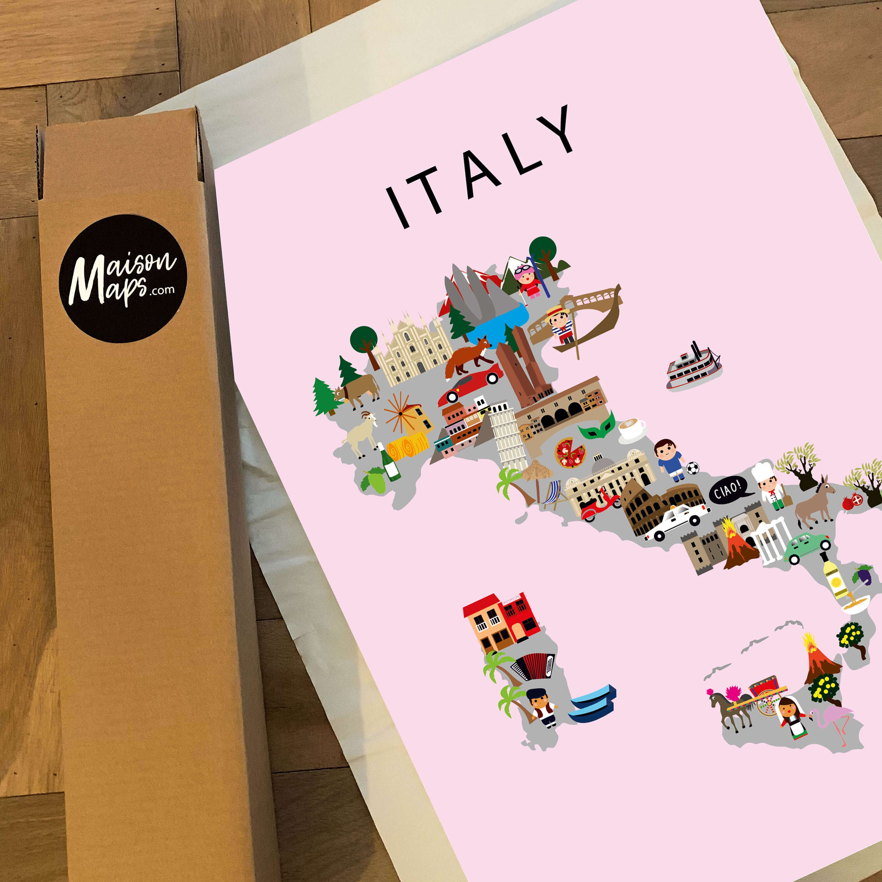 Poster of Italy Paper Educational 50 X 70 Cm Kids - Etsy