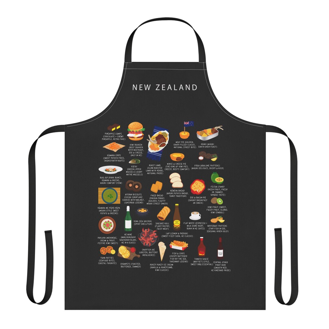 New Zealand Food Apron: Kiwi Cuisine Kitchen Gift - Etsy