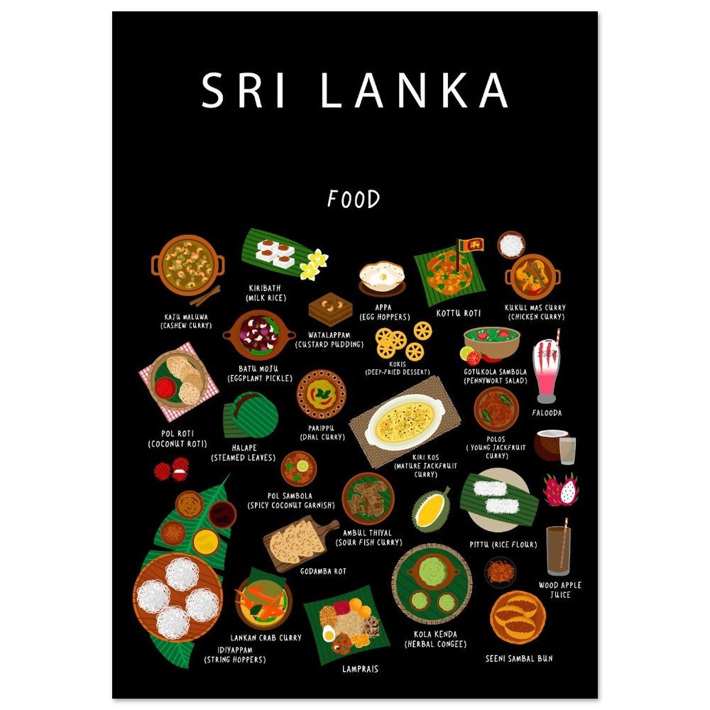 Poster of Sri Lanka Food Paper A2 A3 A4 50 X 70 Cm Wall Decor Kitchen ...