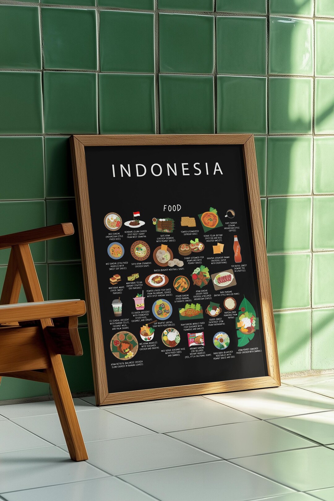 Indonesia Food Poster | Authentic Indonesian Cuisine Wall Art | Nasi ...