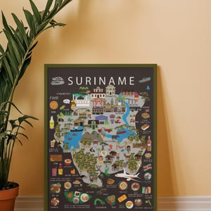 Suriname Kids Poster – Colorful Map With Traditional Surinamese Foods ...