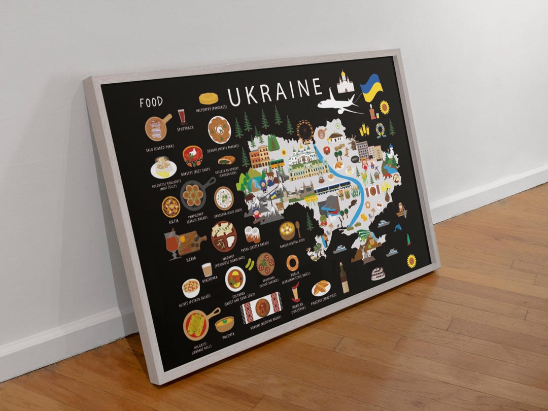 Ukraine Kids Poster – Colorful & Fun Ukrainian Map With Traditional ...
