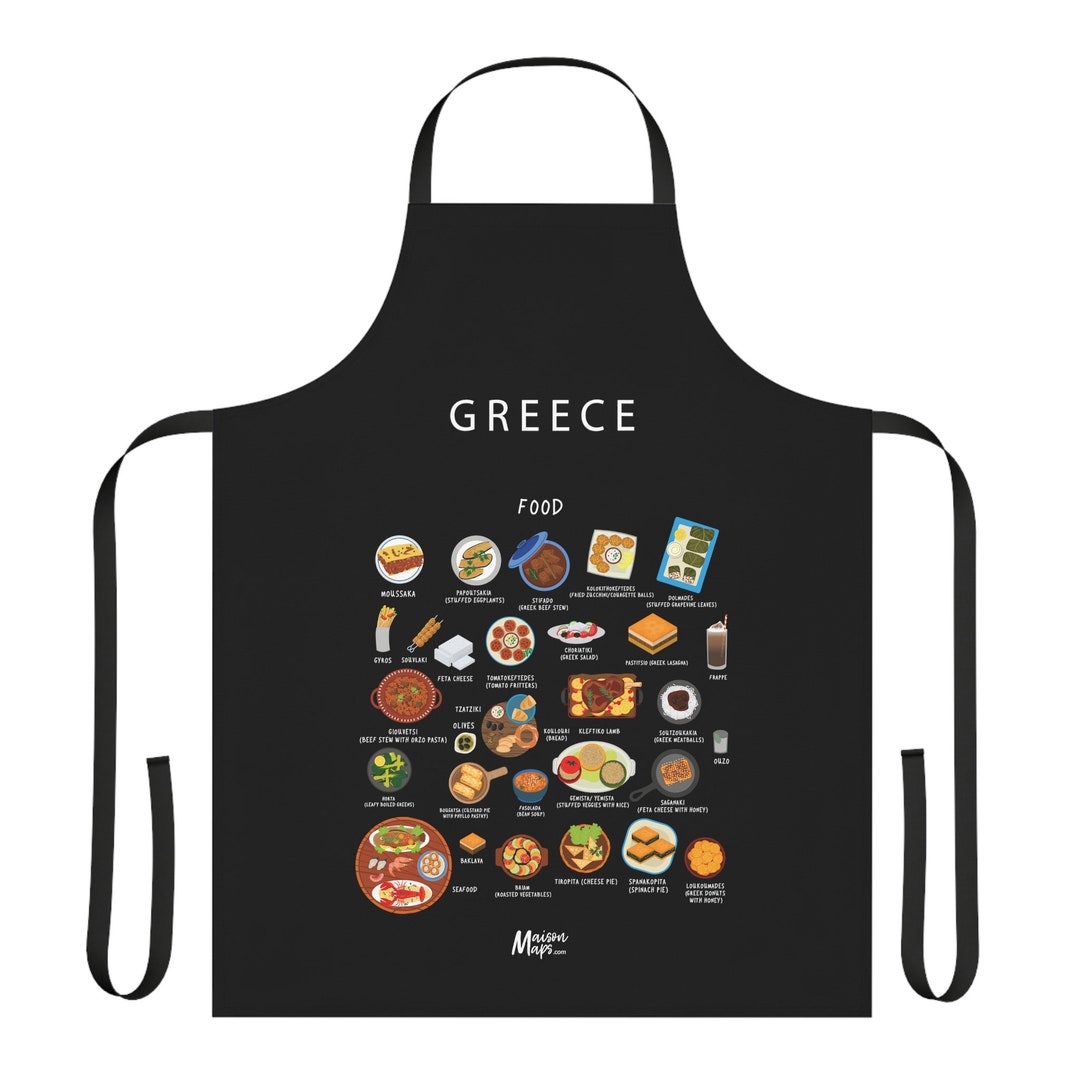 Greece Food Apron Kitchen Greek Cuisine Chef - Etsy