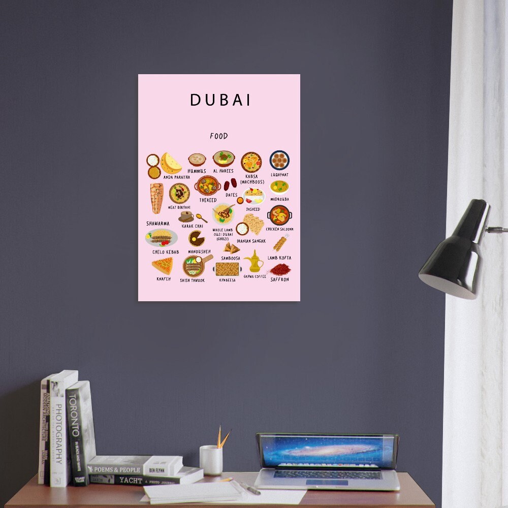 Poster of Dubai Food Pink Paper A2 A3 50 X 70 Cm World Map Kitchen ...