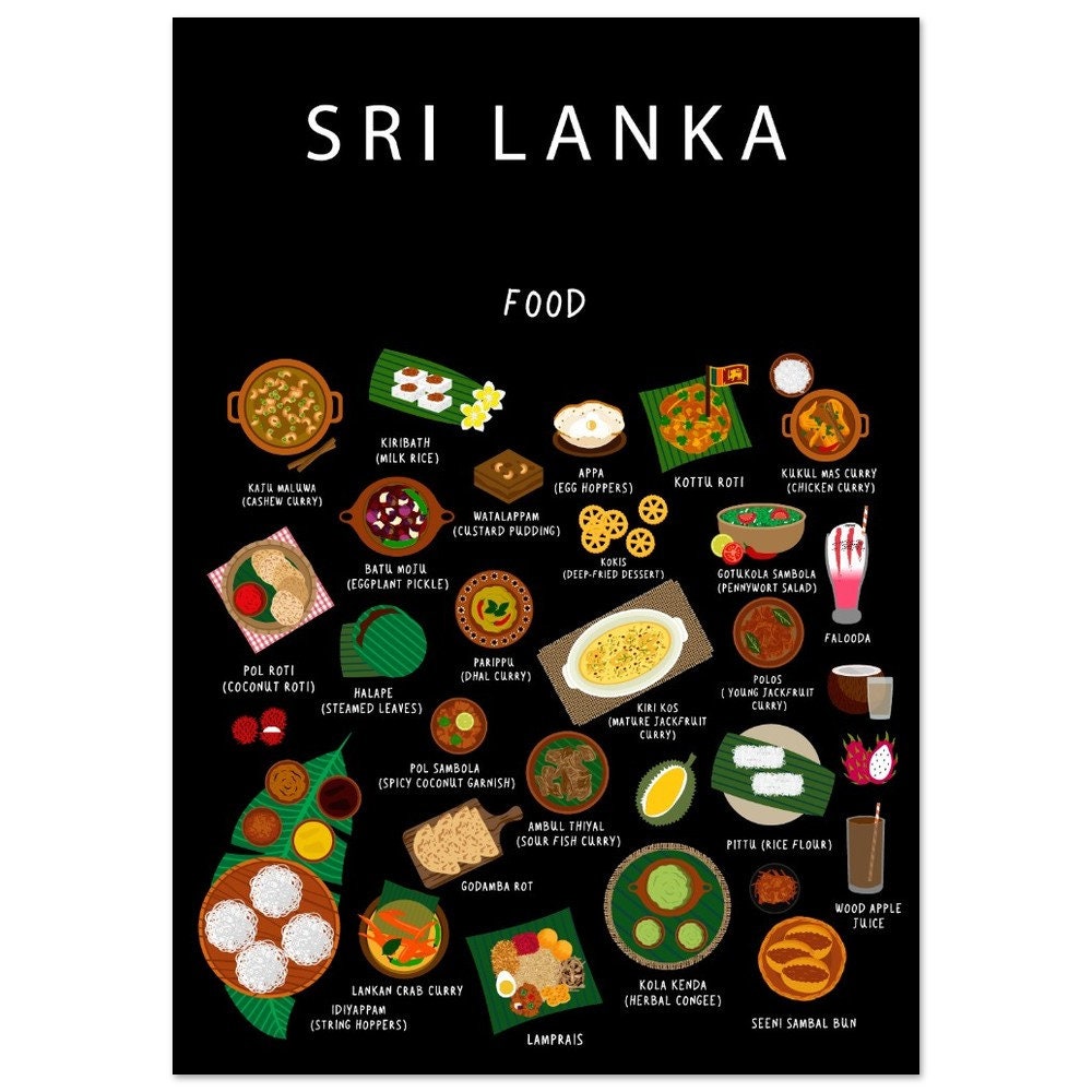 Poster of Sri Lanka Food Paper A2 A3 A4 50 X 70 Cm Wall Decor Kitchen ...