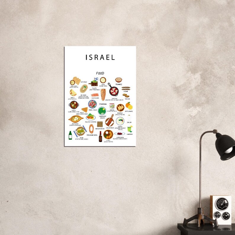 Poster of Israel Food White Paper A2 A3 50 X 70 Cm Kitchen Travel Wall ...