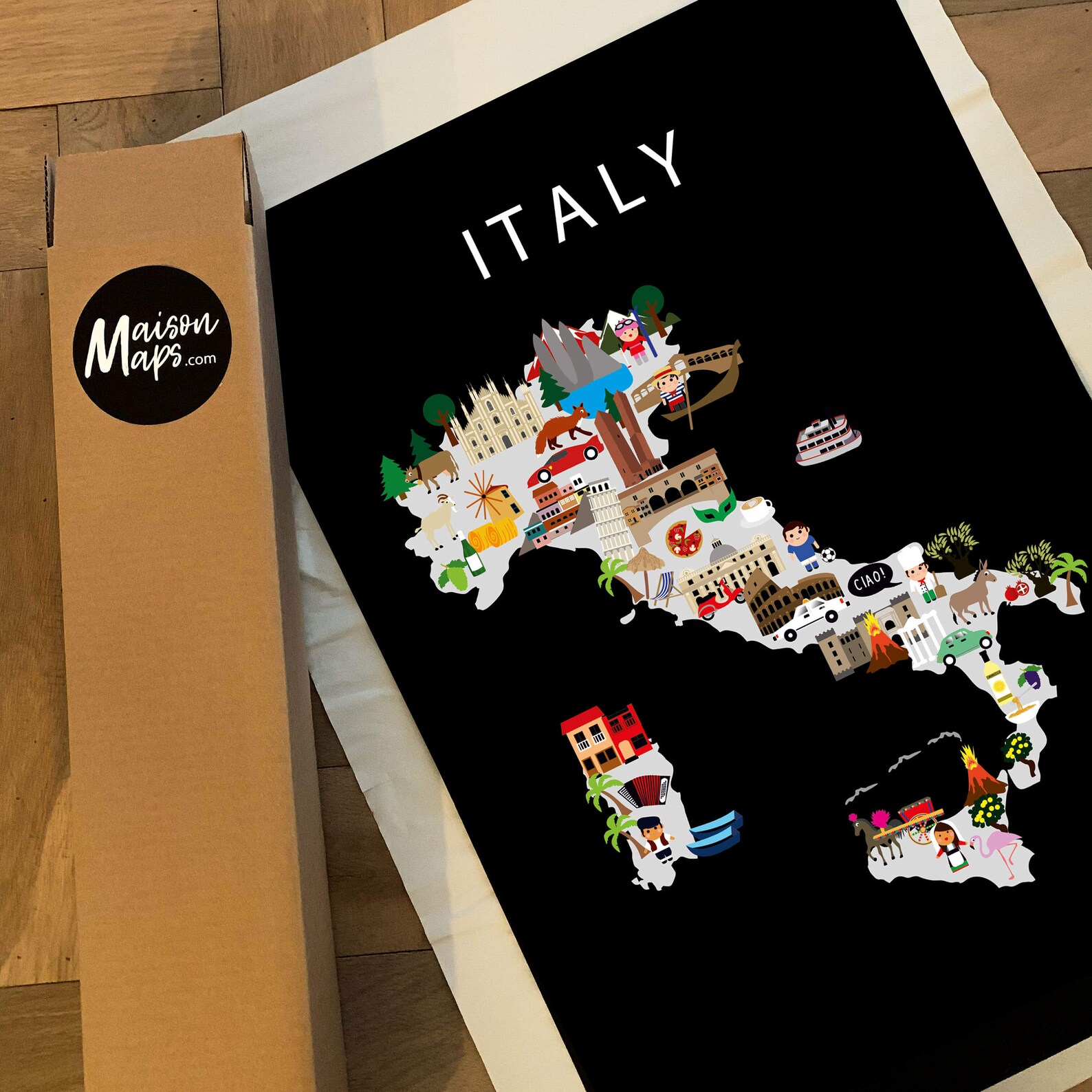 Poster of Italy Paper Educational 50 X 70 Cm Kids - Etsy