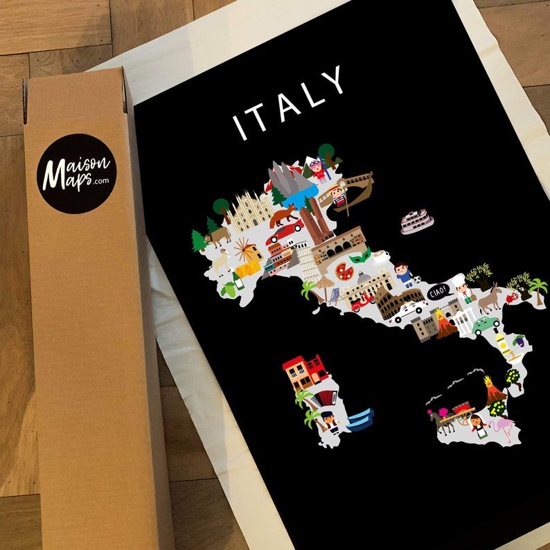 Poster of Italy Paper Educational 50 X 70 Cm Kids - Etsy