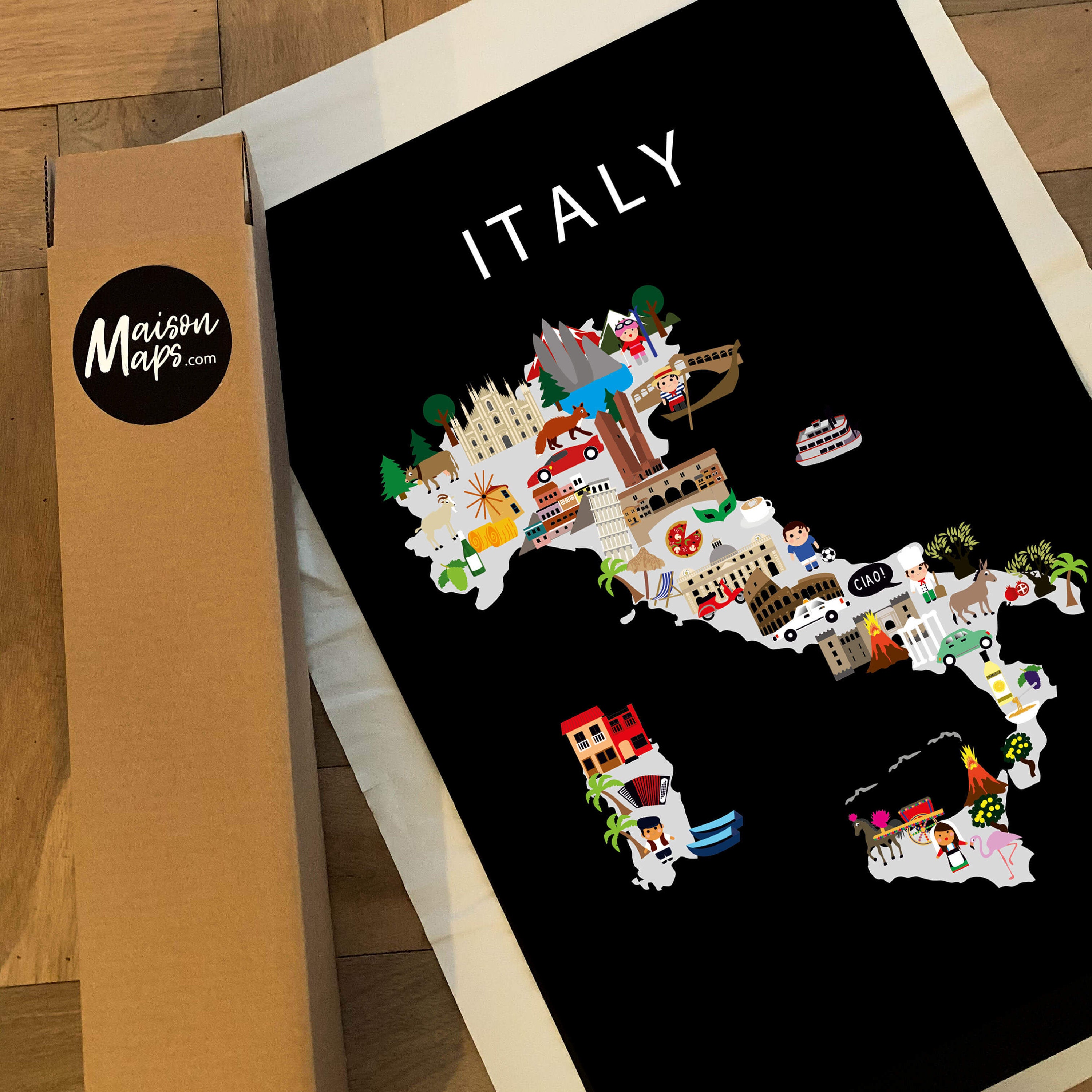 Poster of Italy Paper Educational 50 X 70 Cm Kids - Etsy