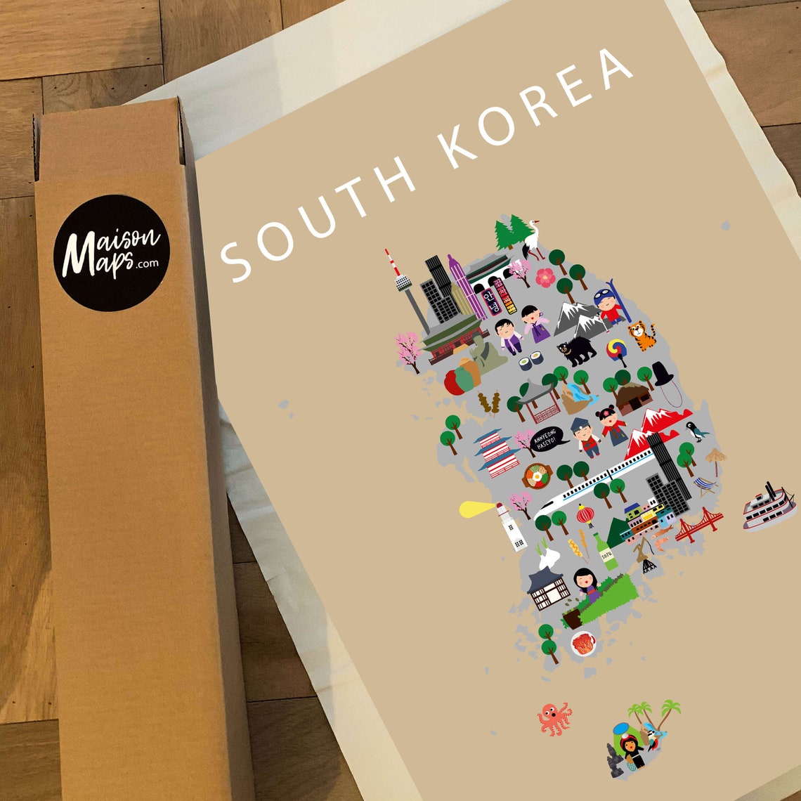 Poster of South Korea Paper Educational 50 X 70 Cm Kids World Map ...