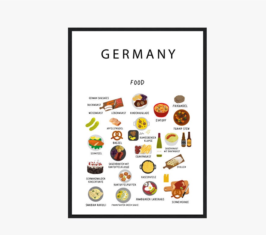 Poster of German Food White Paper Educational 40 X 50 Cm World Map ...