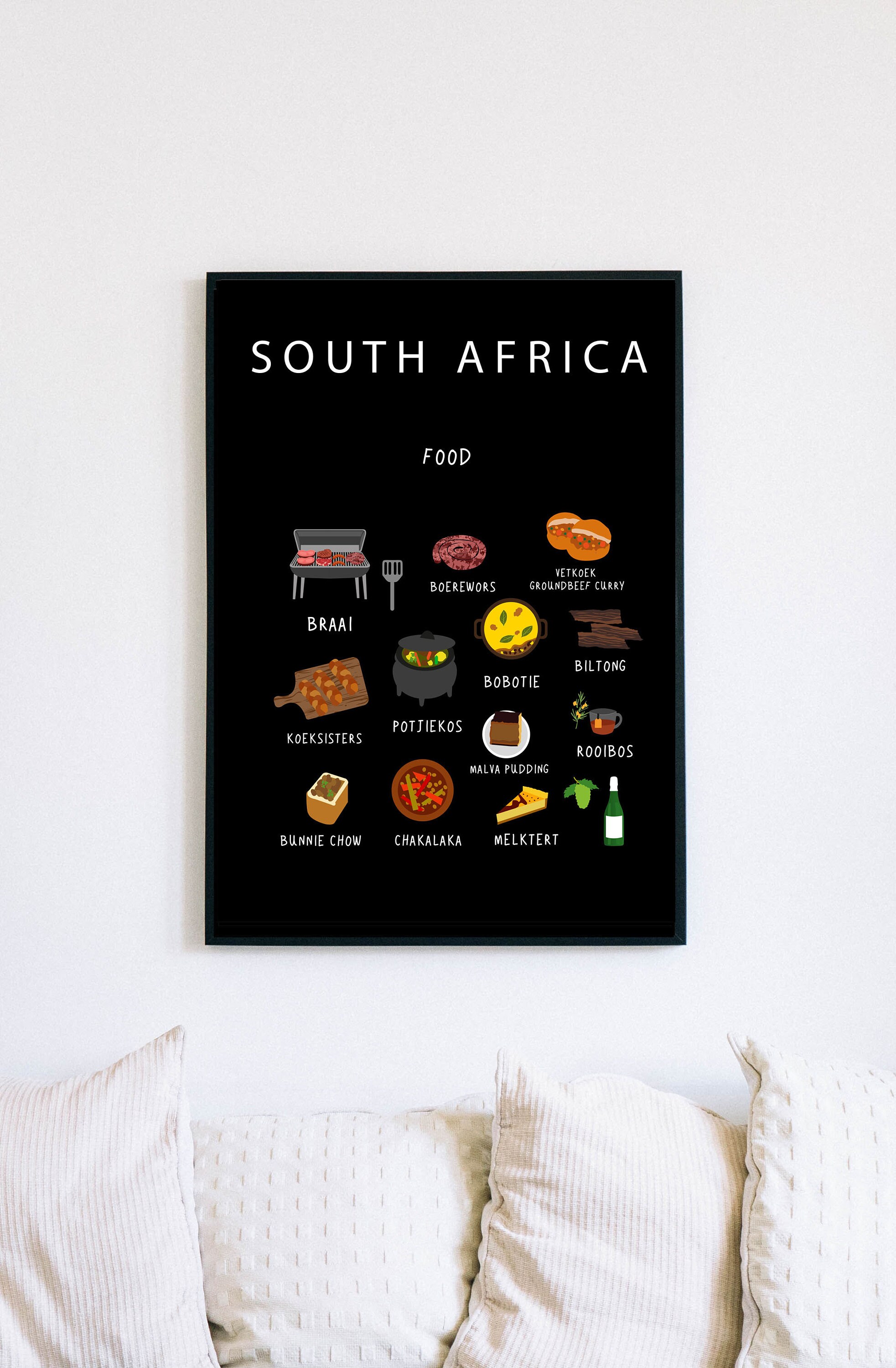 South Africa Food Digital Black Kitchen Wall Decor Cuisine Download PNG ...