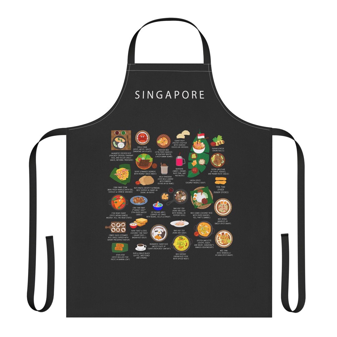 Singapore Food Apron: Hawker Cuisine Kitchen Decor, Expat Gift - Etsy