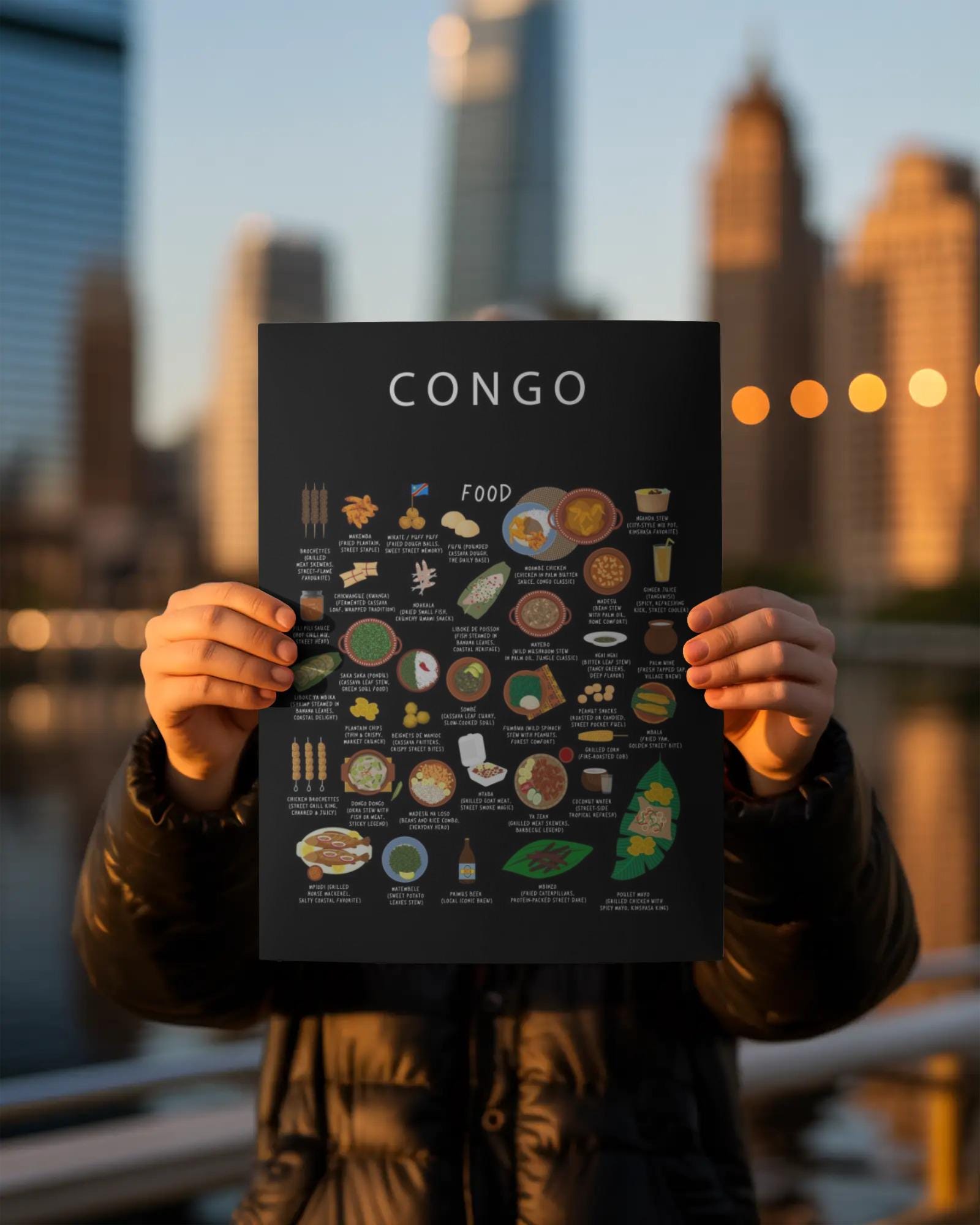 Congo Food Poster – Congolese Street Food Wall Art Print, African ...
