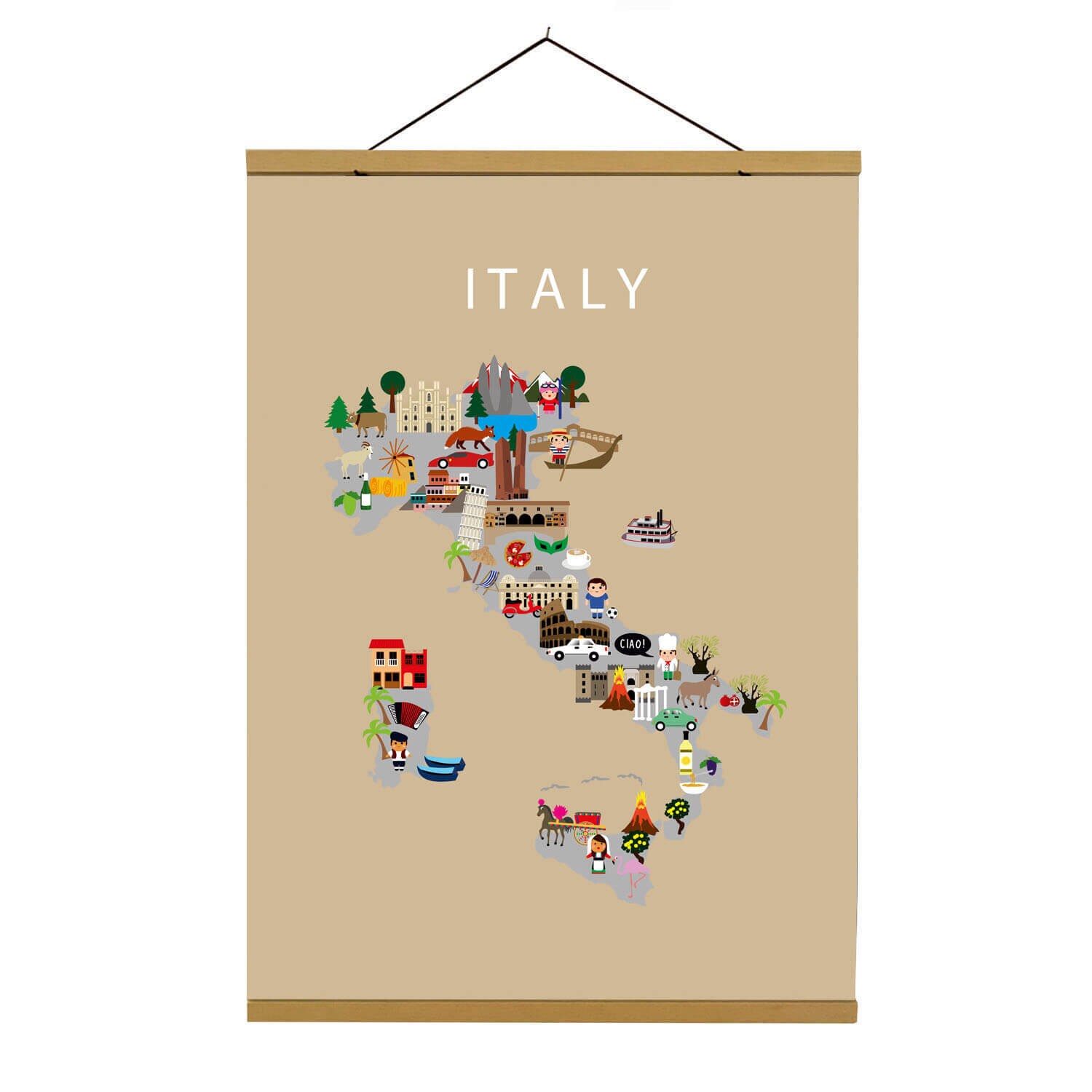 Poster of Italy Paper Educational 50 X 70 Cm Kids - Etsy