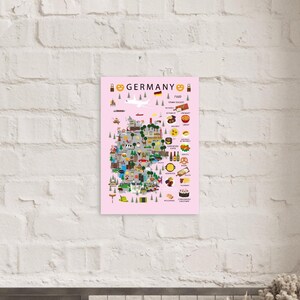 Kids Poster Germany Pink | Paper | Educational | World Map | Travel ...