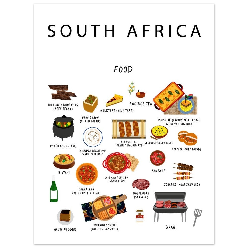 Poster of South African Food White Paper A2 A3 50 X 70 Cm World Map ...
