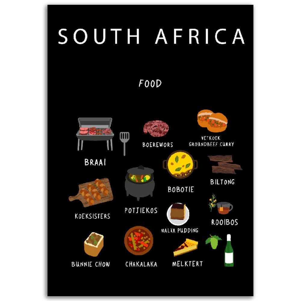 Poster of South African Food Paper 50 X 70 Cm A2 A3 A - Etsy