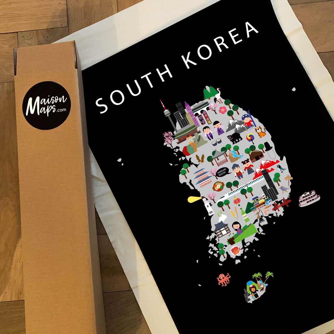 Poster of South Korea Paper Educational 50 X 70 Cm Kids World Map ...