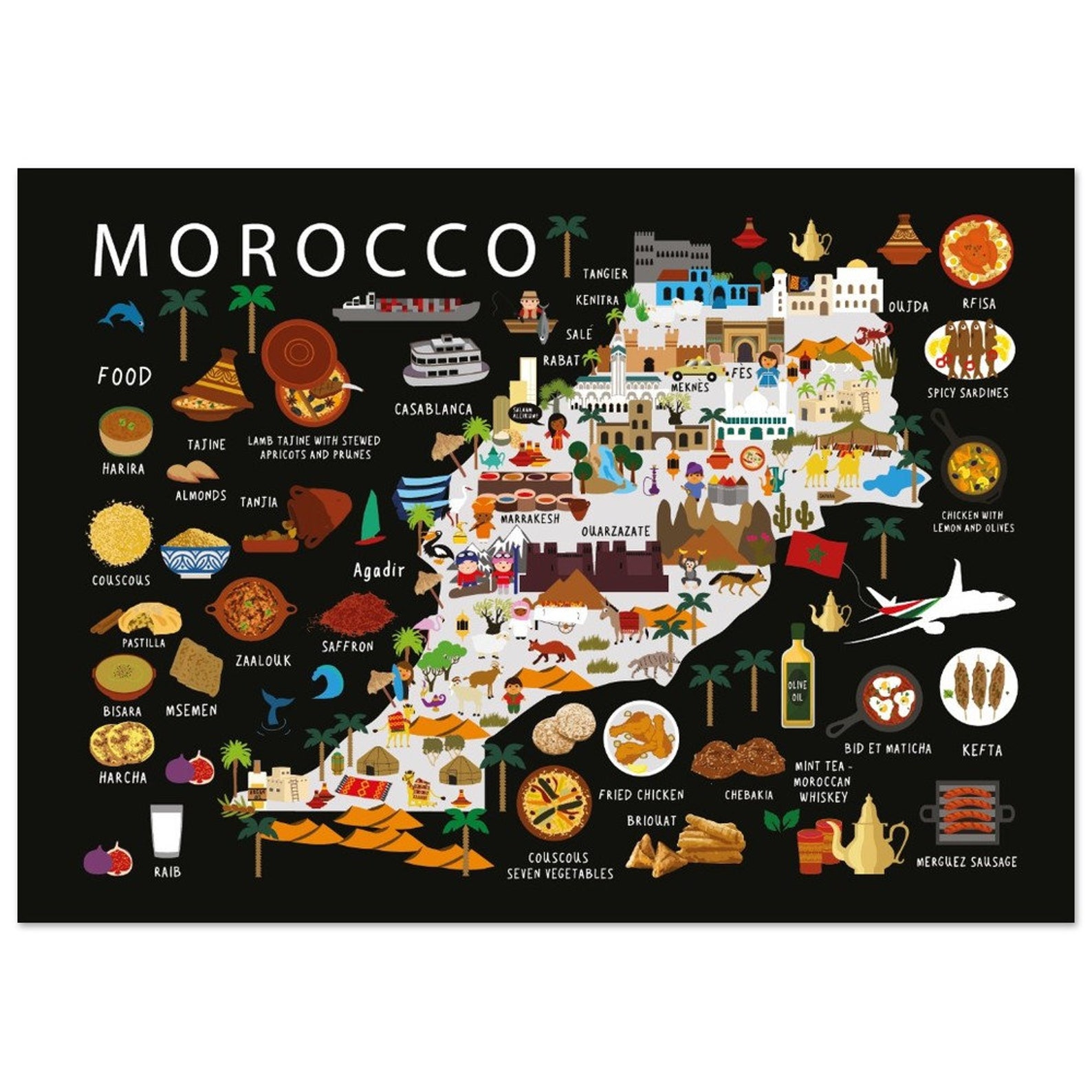 Kids Poster Morocco | Paper | Educational | World Map | Travel | Wall ...