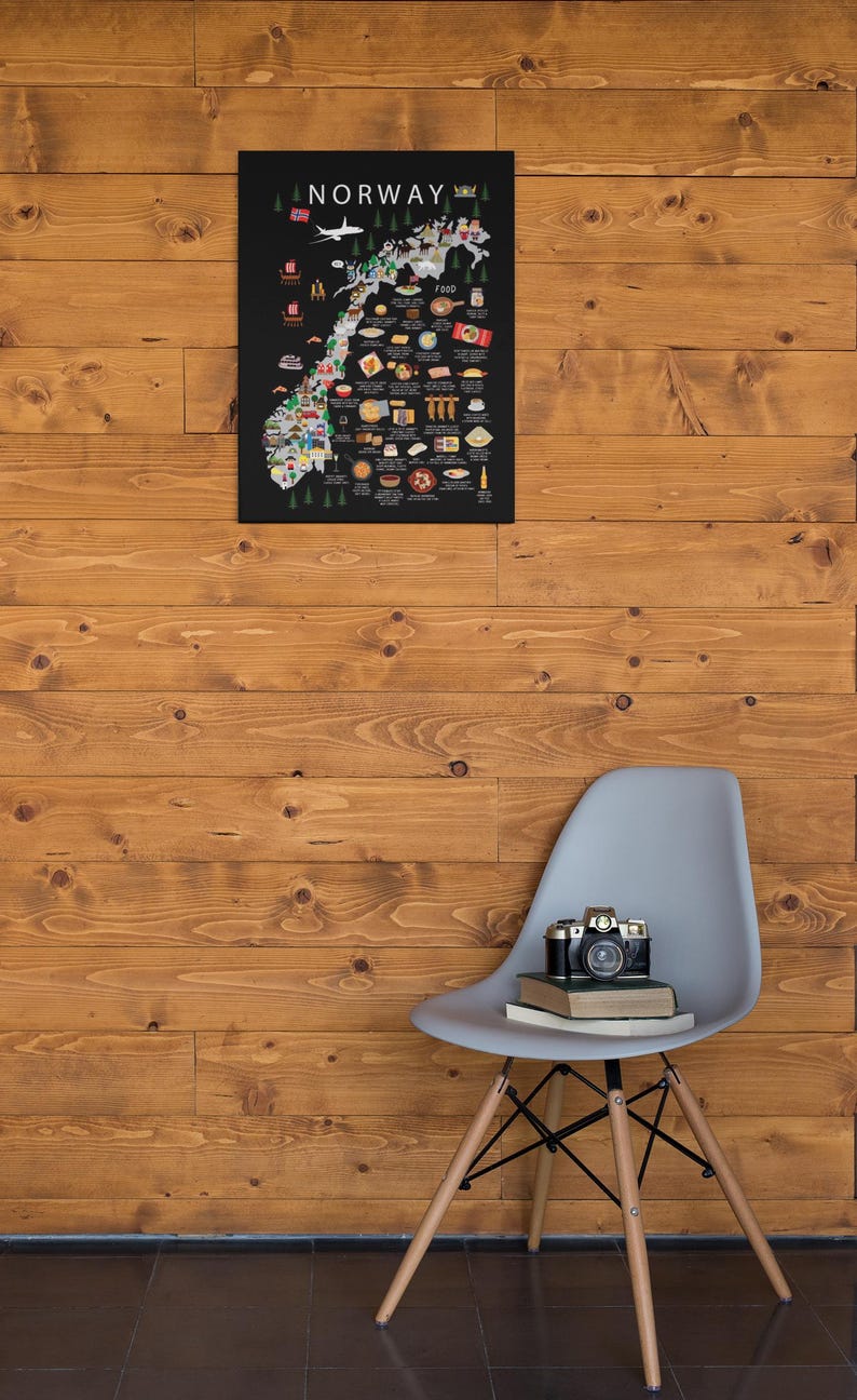 Norway Kids Map Poster: Scandinavian Food & Culture Wall Art - Etsy