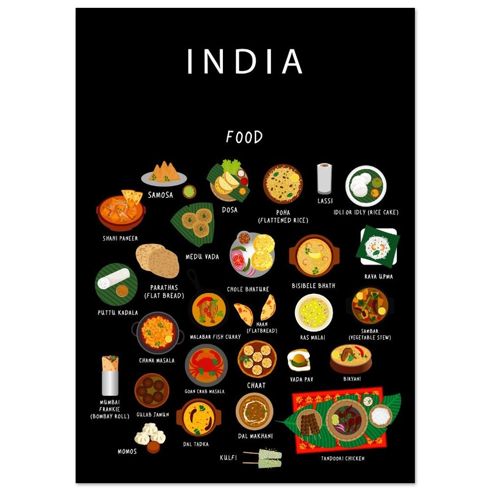 Poster of Indian Food Paper Educational 50 X 70 Cm World Map Kitchen ...
