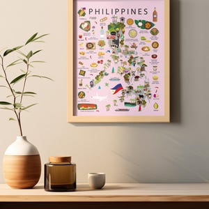 Philippines Kids Poster Pink - Colorful Educational Map for Children’s ...