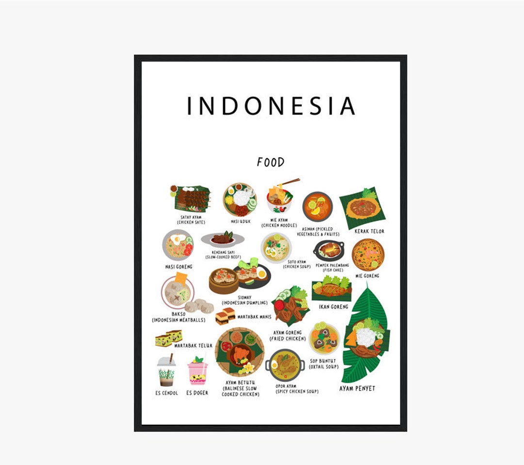 Poster of Indonesian Food White Paper Educational 50 X - Etsy