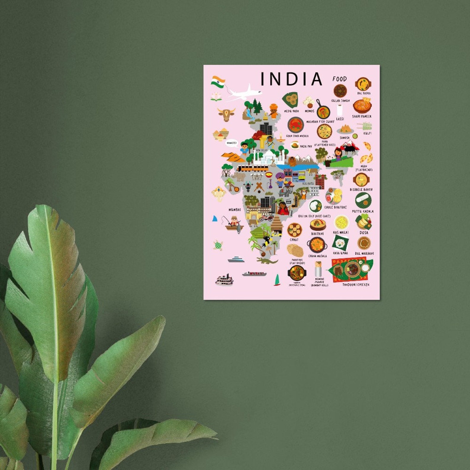 Kids Poster India Pink Paper Educational World Map Travel Wall Decor - Etsy