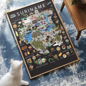 Suriname Kids Poster – Colorful Map With Traditional Surinamese Foods ...