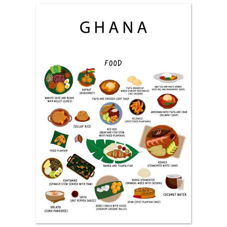 Poster of Ghana Food White Wall Decor Cuisine - Etsy