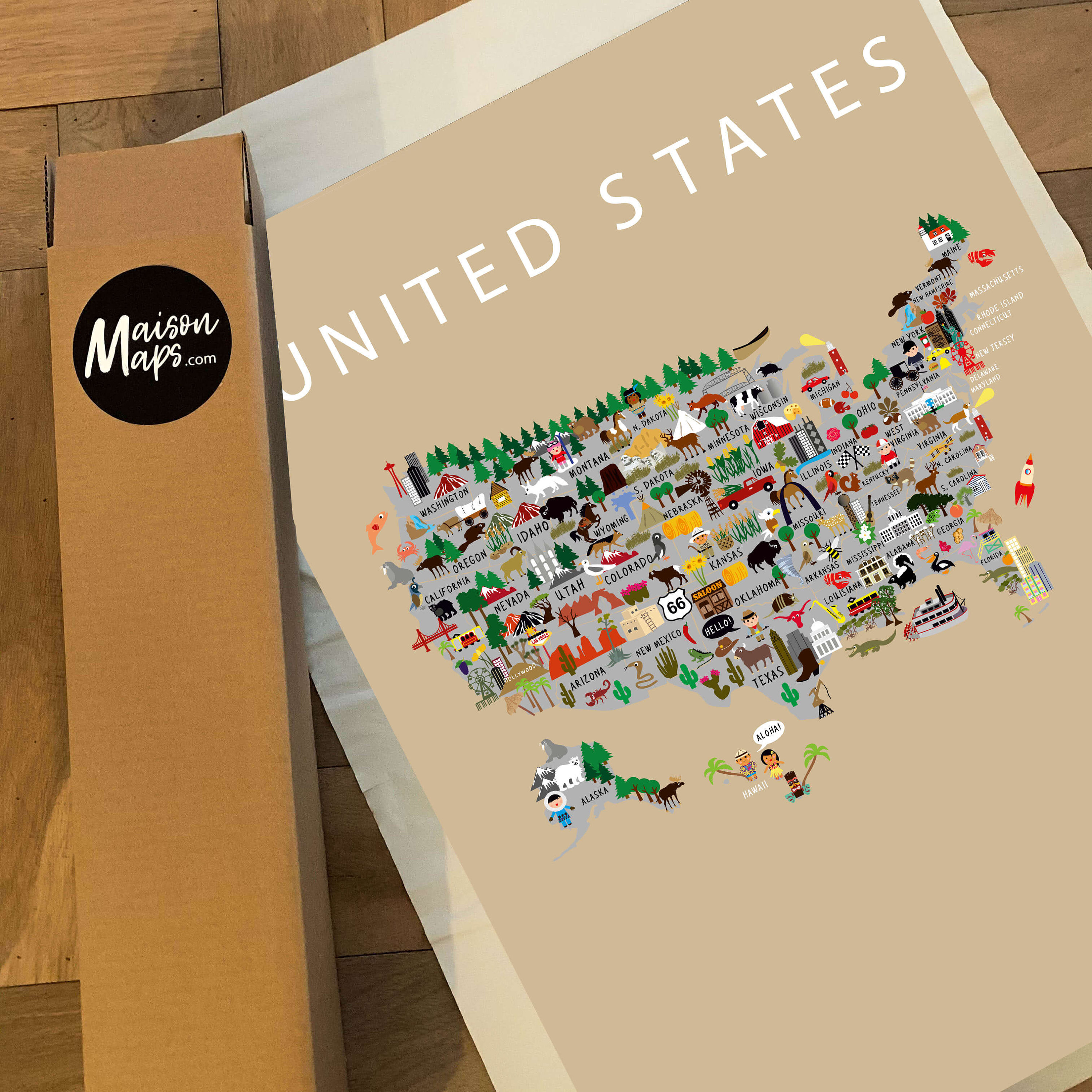 Poster of the United States of America Paper Educational 50 X 70 Cm ...