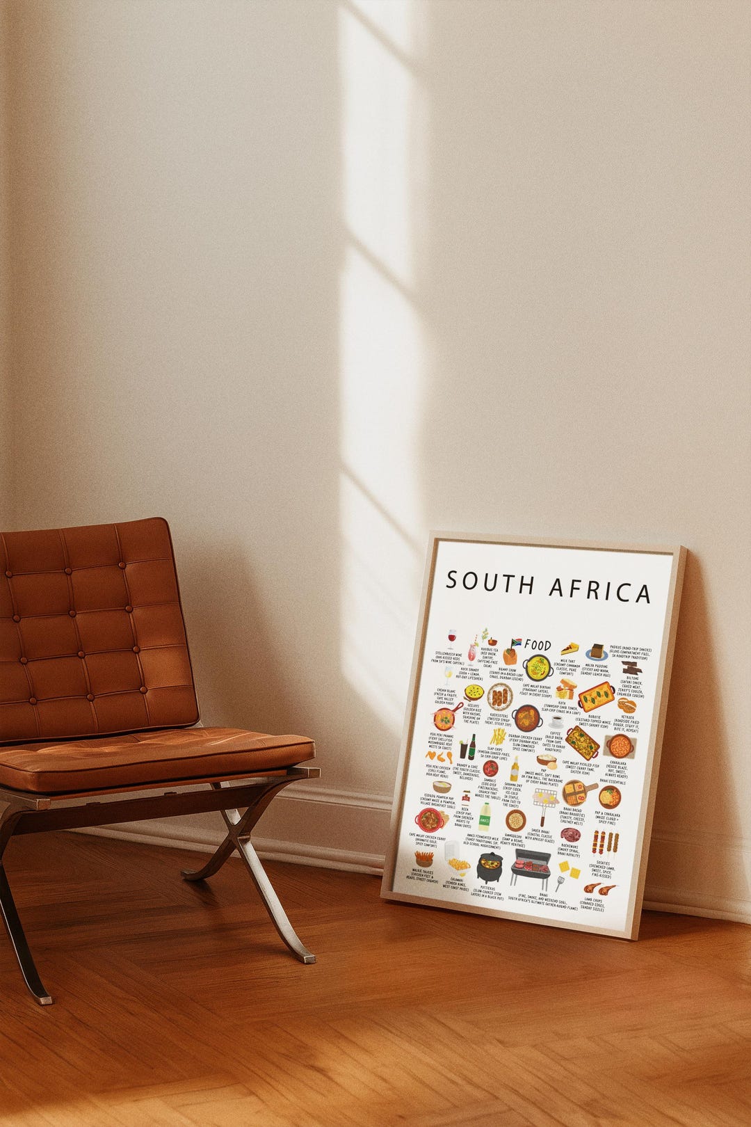South Africa Food Poster White – Traditional Street Food Wall Art ...