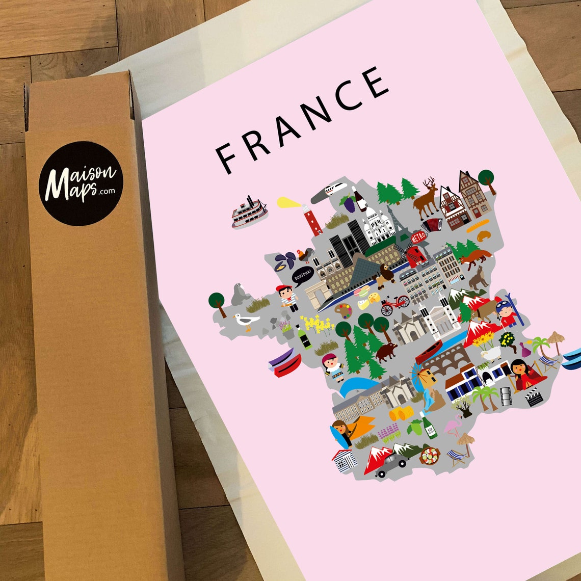 Poster of France Paper Educational 50 X 70 Cm Kids - Etsy