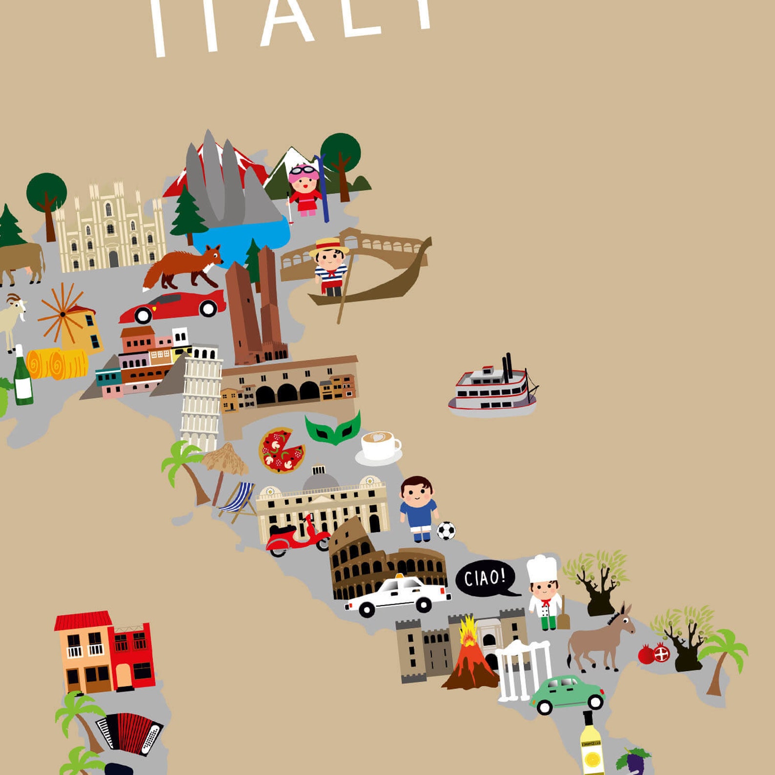 Poster of Italy Paper Educational 50 X 70 Cm Kids - Etsy