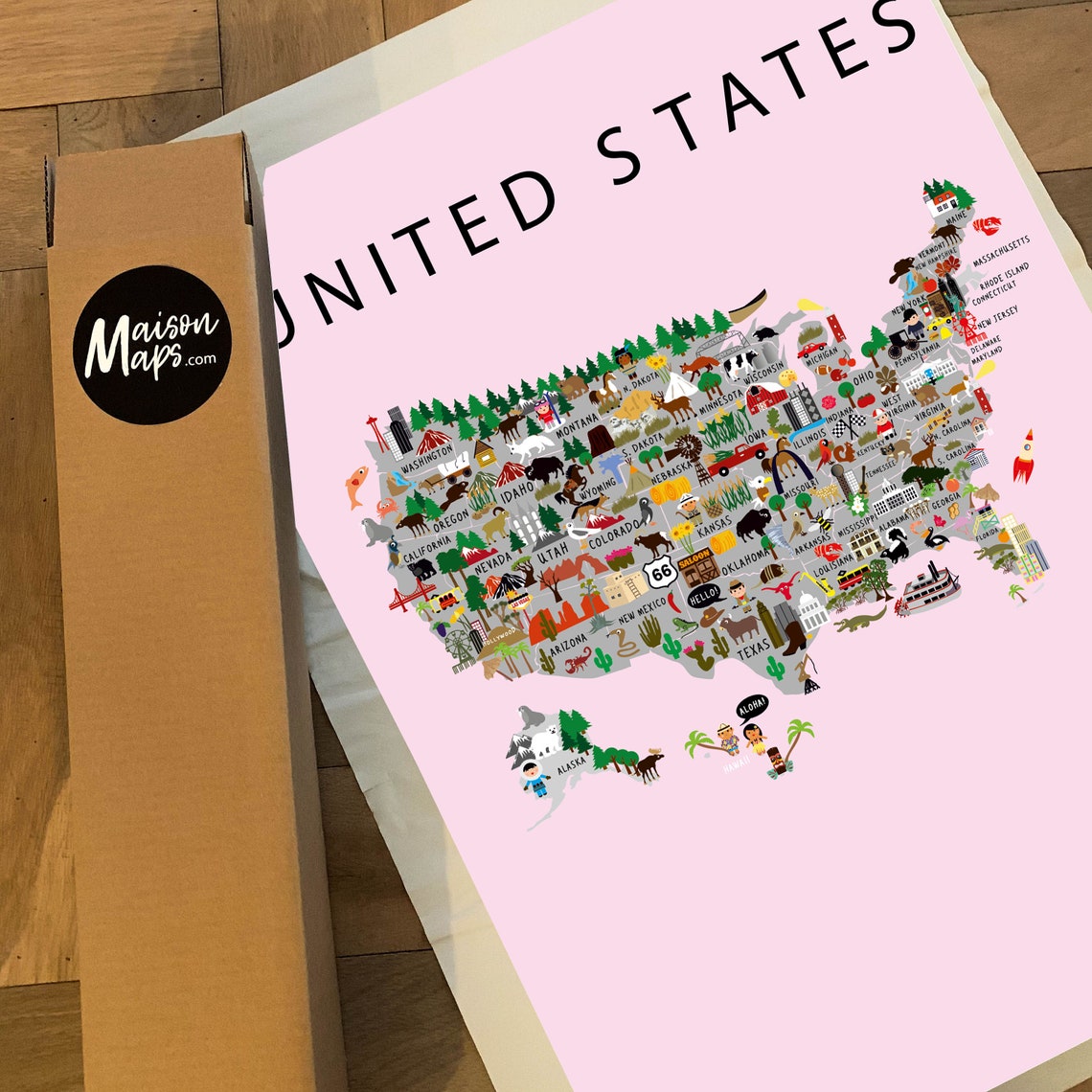 Poster of the United States of America Paper Educational - Etsy