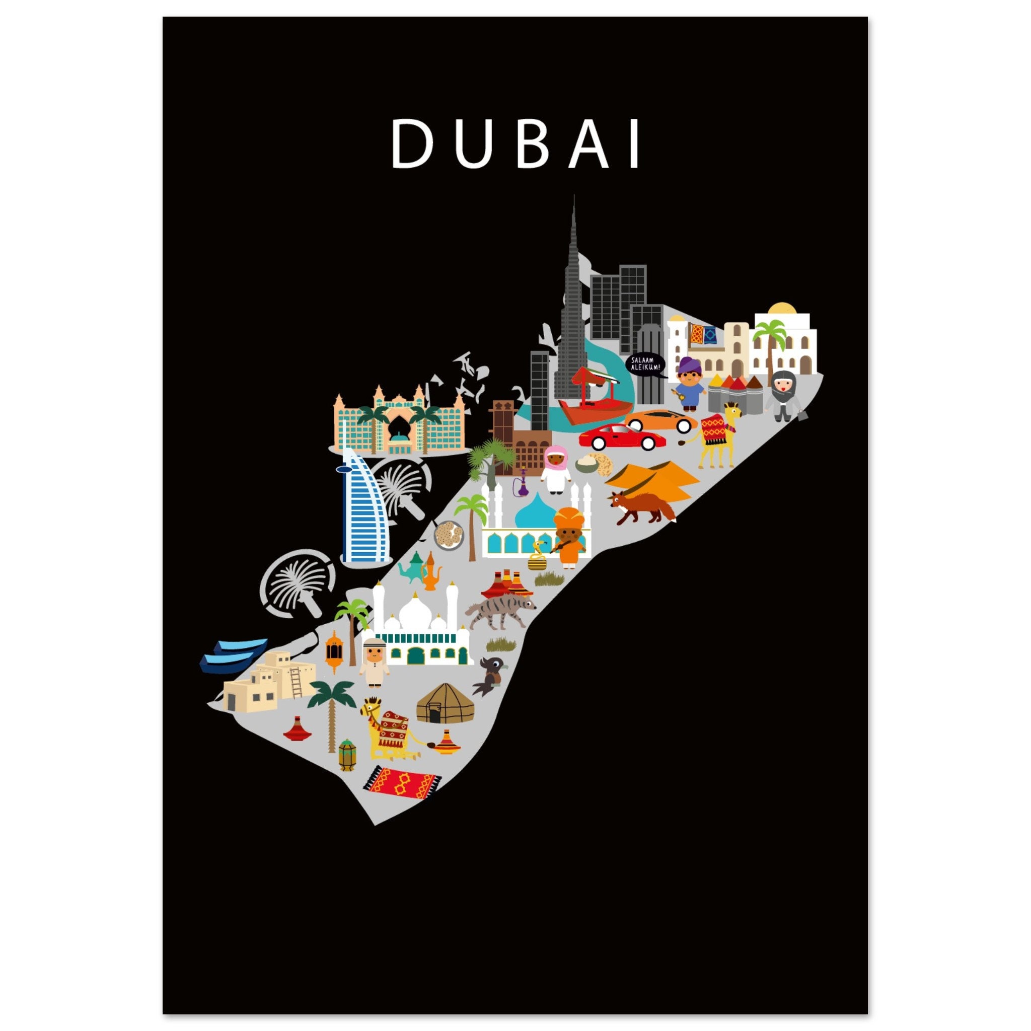 Poster of Dubai Paper Kids Playroom Wall Decor - Etsy