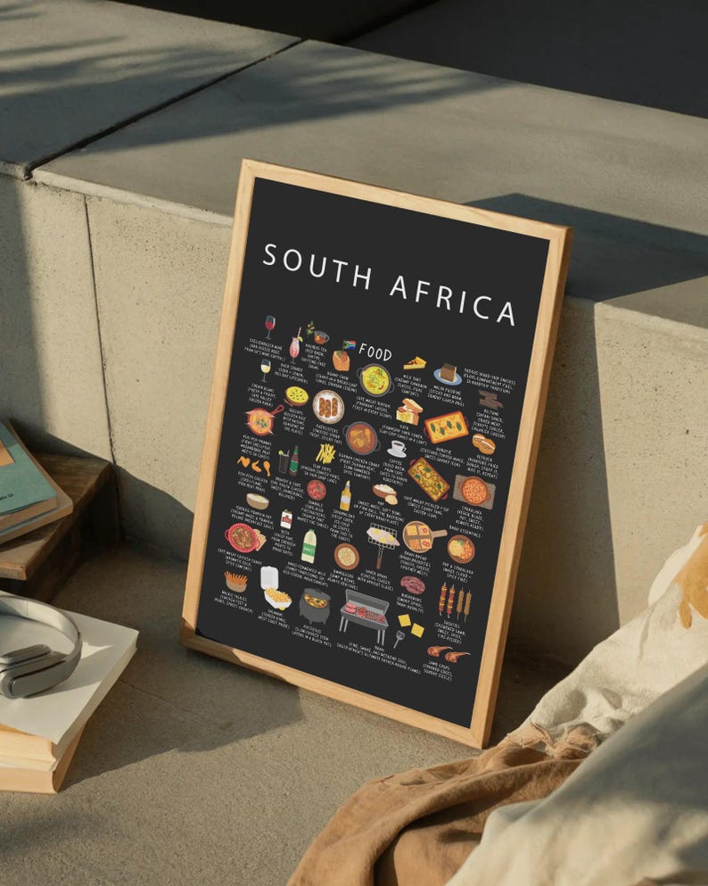 South Africa Food Poster – Traditional Street Food Wall Art, Kitchen ...