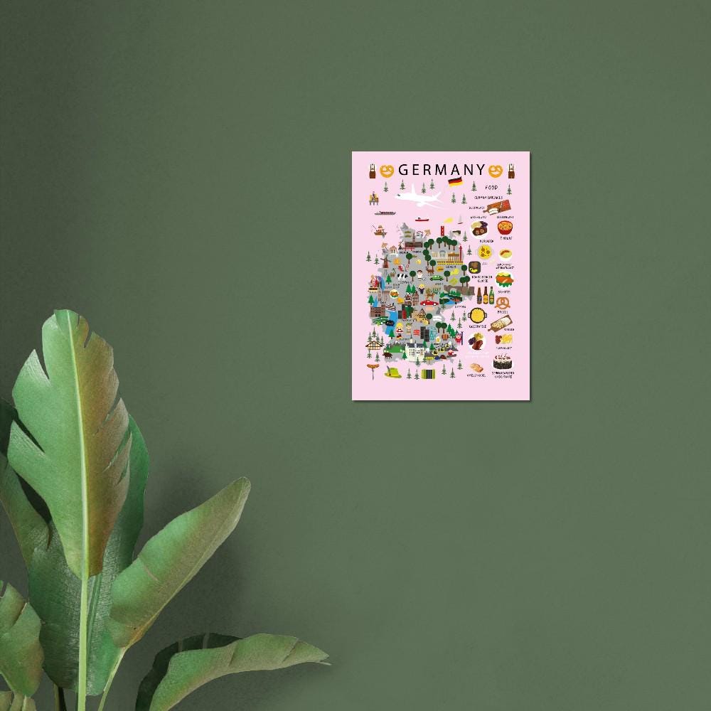 Kids Poster Germany Pink | Paper | Educational | World Map | Travel ...