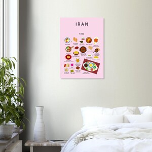 Iranian Food Poster Pink | Persian Cuisine Wall Art | A4-A2 | 50x70 Cm ...