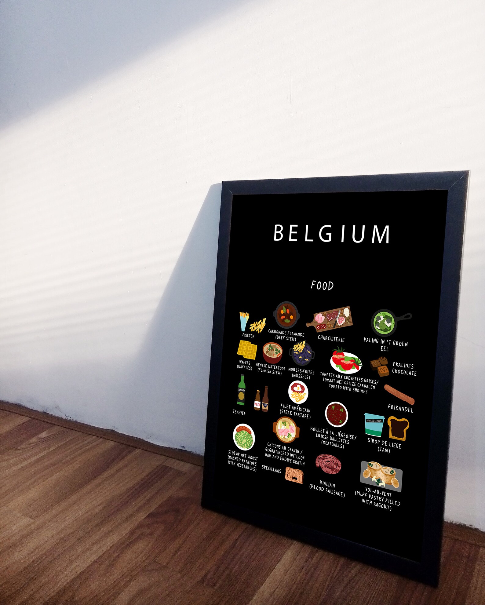 Poster of Belgium Food Paper Educational 50 X 70 Cm World Map Kitchen ...