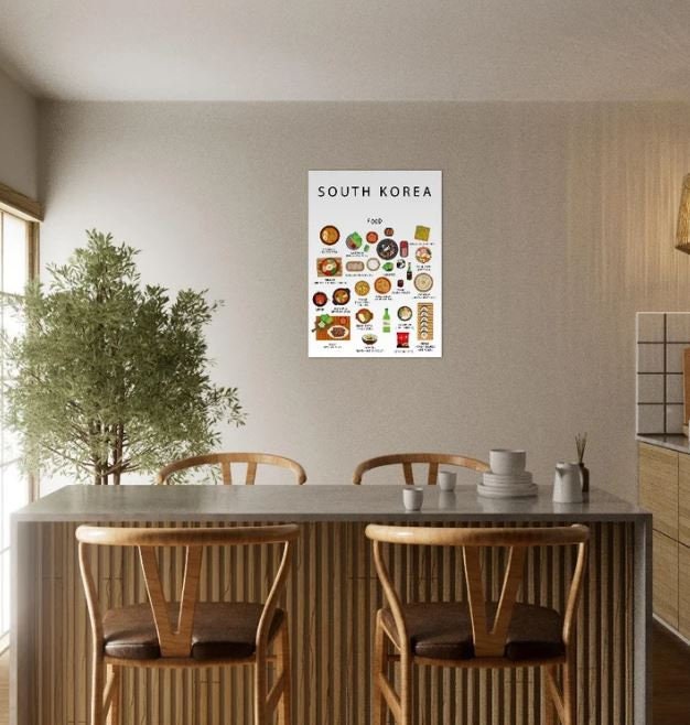 South Korea Food Digital White Kitchen Wall Decor Cuisine Download PNG ...