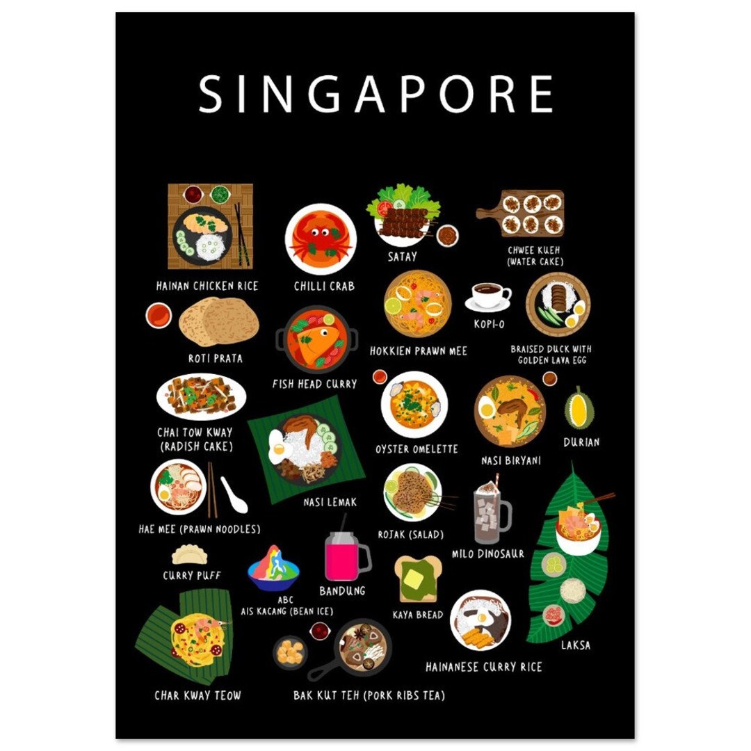 Poster of Singapore Food Paper Kitchen Wall Decor Asian Cuisine - Etsy