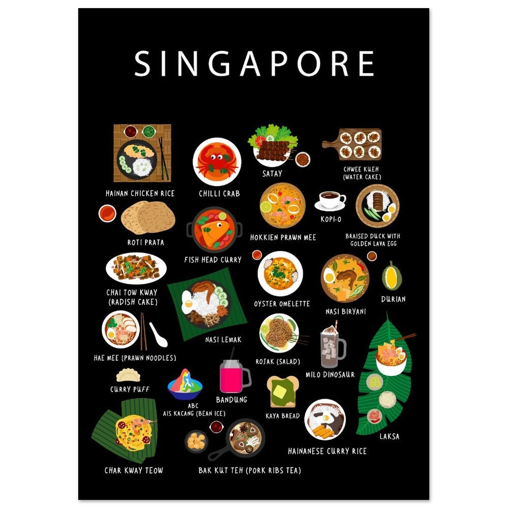 Poster of Singapore Food Paper Kitchen Wall Decor Asian Cuisine - Etsy