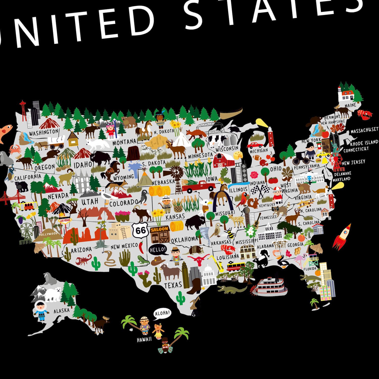 Poster of the United States of America Paper Educational 50 X 70 Cm ...