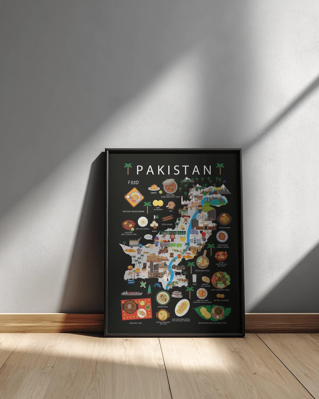 Pakistan Kids Map Poster | Culture, Food & Wildlife Art (digital ...