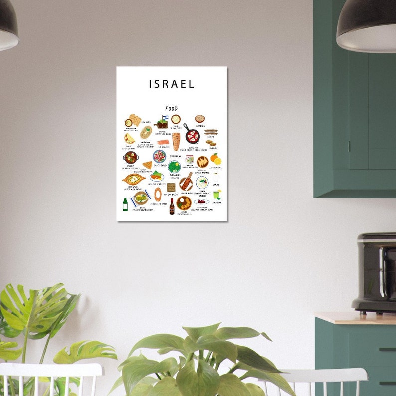Poster of Israel Food White Paper A2 A3 50 X 70 Cm Kitchen Travel Wall ...