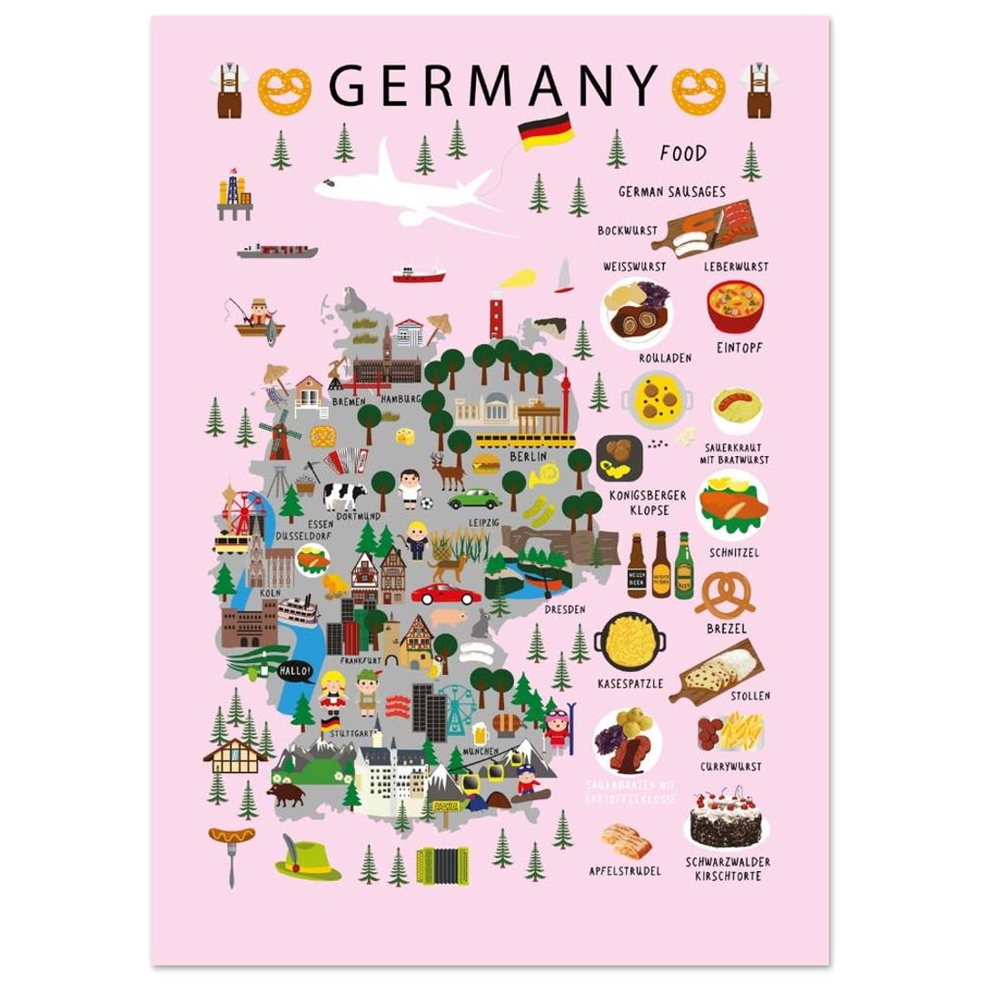 Kids Poster Germany Pink | Paper | Educational | World Map | Travel ...